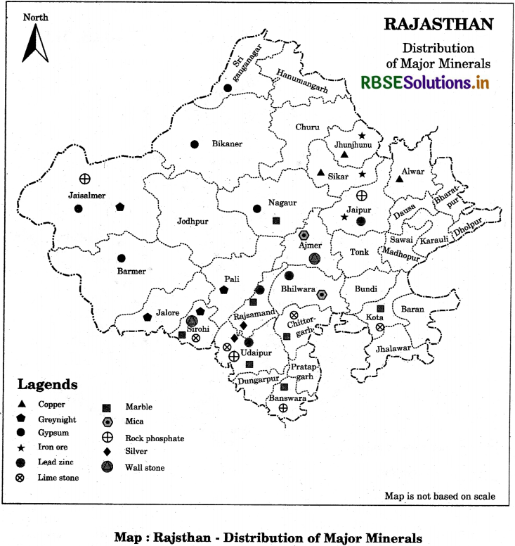 Class 7 Hamara Rajasthan Map Related Questions in English – RBSE Solutions